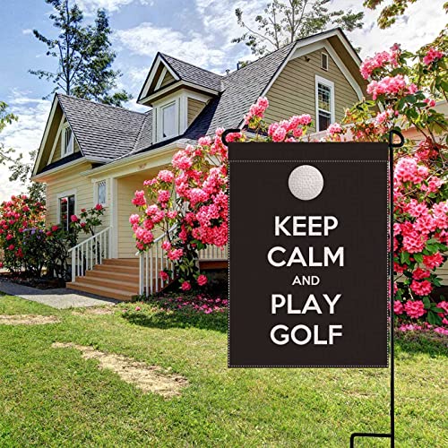 Uanvaha golf ball Garden Flag Decor keep calm play golf poster Burlap Banner Flags for Yard House Lawn Patio Outdoor Decorations 12.5X18 Inch