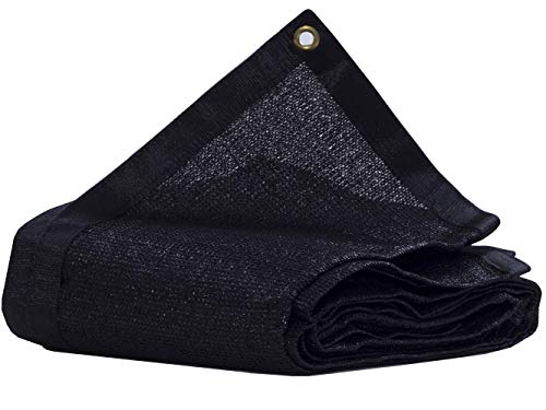 JTsuncover- 90% Heavy Duty Shade Cloth Mesh Sun Block Fabric with Grommets for Garden Cover Flowers Plants Patio Lawn Black 6ft X 16ft