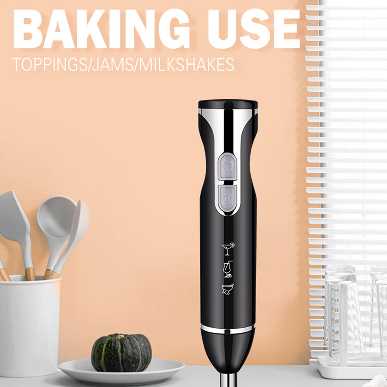 Milk Frother Handheld, Electric Whisk Frother, Food Blender Immersion Hand Mixer, Powerful Mixer Grinder, Stick Mixer Hand Held Blender With Easy Control Grip, Portable Food Processor
