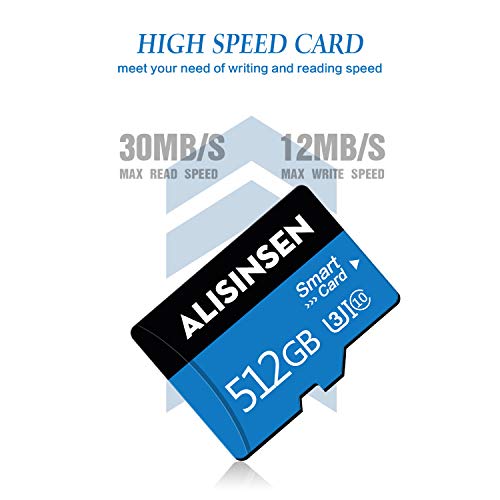 Micro SD Card 512GB for Phone, Memory Card for Camera Computer with SD Card Adapter for GOPRO Game Console, Dash Cam Micro SD Memory Card 512GB