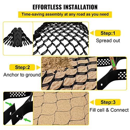 Happybuy Geo Grid Ground Grid 9x17 ft, Geo Cell Grid 2 Inch Thick, Gravel Grid HDPE Material, Ground Stabilization Grid 1885 LBS Per Sq, Tensile Strength Gravel Ground Grid for Slope Driveways, Garden