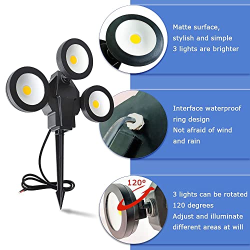 ZHMA 6W Low Voltage Landscape Lights , 12V Led Garden Landscape Lighting, Waterproof Outdoor Spot Lights for Tree,Yard,Flag ,Walkway(2 Pack)