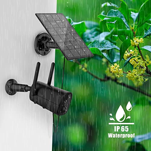 Solar Panel for Wireless Outdoor Security Camera Compatible with DC 5V Rechargeable Battary Powered Surveillance Cam, Continuous Solar Power for Camera(No Camera)