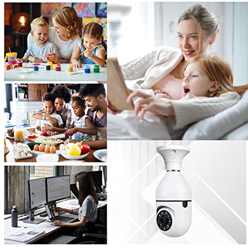 JTOMYX Light Bulb Camera, 2 Pack Wireless Light Bulb Security Camera for Home Surveillance, 360° WiFi Nanny Cam with Motion Detection Alarm Night Vision