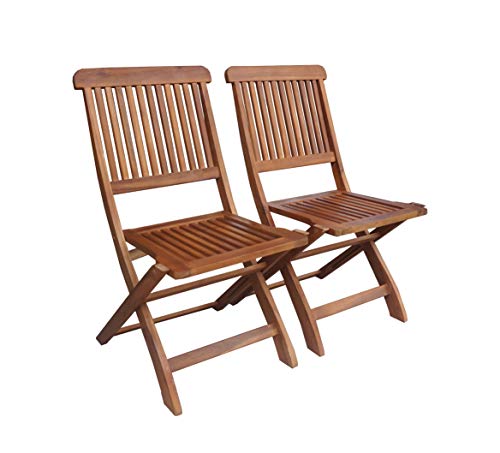 BTEXPERT Living Balcony Desk 4 Piece Patio Bistro Acacia Wood Folding Garden, Set of 4 Chairs