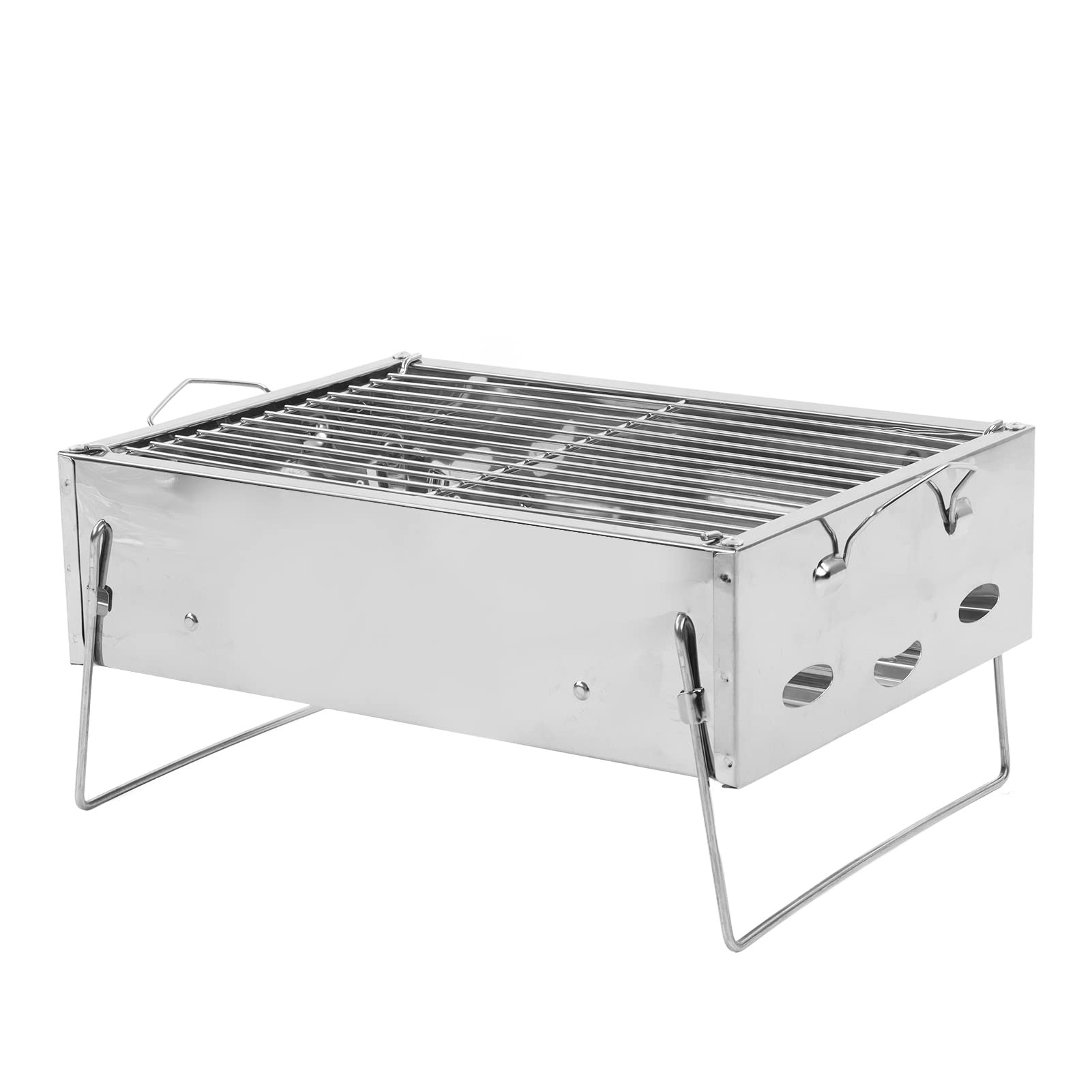 Premium Foldable Stainless Steel BBQ Grill - Portable Charcoal Grill for Outdoor Picnics, Camping, and Cooking Adventures