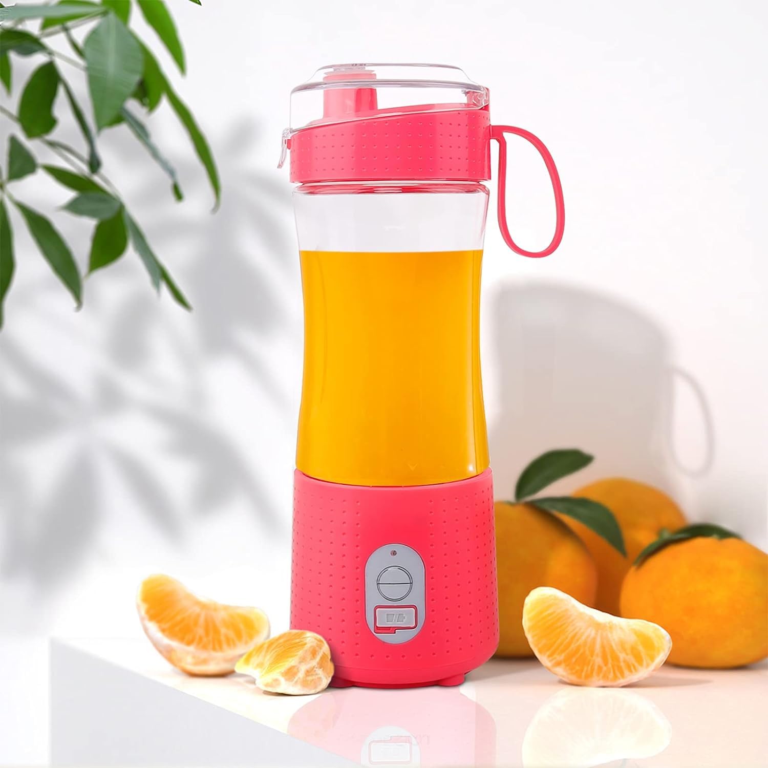 Meishen Portable Mini Smoothies Shakes Blender: Personal Size Single Serve Travel Fruit Juicer Mixer Cup with Wireless Rechargeable USB Small Electric Individual Blender for Juice Milk - Pink