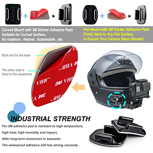 Helmet Adhesive Sticky Mount for Insta360, 3M Sticky Pads Mounts Compatible with Gopro, Insta360 ONE X3, X2, X, RS, R, GO 2 and DJI OSMO Action 2 Helmet Attachment