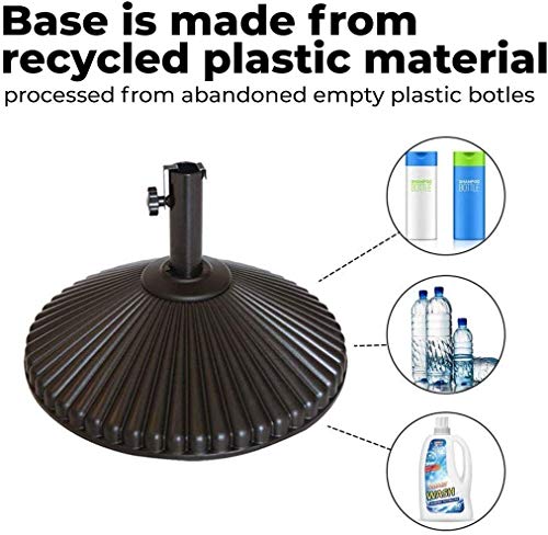 Abba Patio 50lb Patio Umbrella Base Water Filled 23" Round Recyclable Plastic Outdoor Market Umbrella Stand Base for Deck, Lawn, Garden, Brown