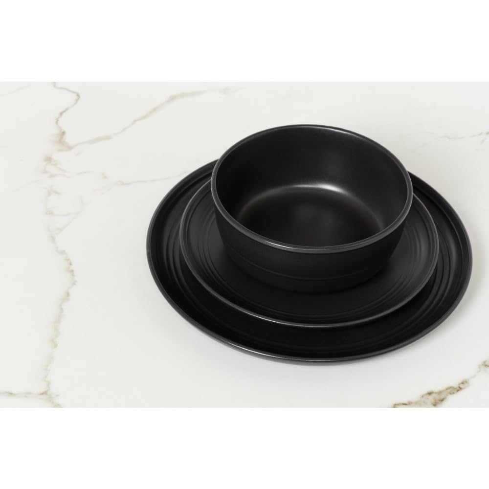 IHIPPO Modern Flat Stoneware Plates And Bowls Sets 16-PieceDinnerware Set Plates Sets For Home Dinner Set Dishes And Plate Set Stoneware Dinnerware Serive For 4 Person Dishwasher & Microwave Safe Dish