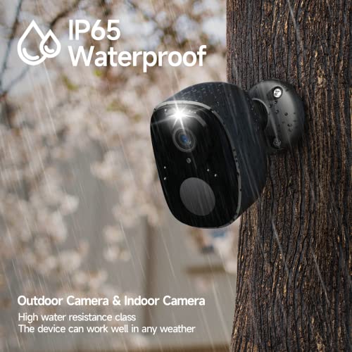 Security Cameras Wireless Outdoor, 2K Battery Powered Camera for Home Security with IP65, SD/ Free Cloud Storage, No Monthly Fee, AI Motion Detection, Color Night Vision, 2-Way Audio (BW4-G-4Pack)