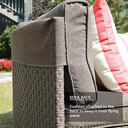 SUNSITT Outdoor Sectional Set 11-Piece Half Moon Patio Furniture, PE Wicker Sofa Taupe Cushions with 4 Side Table and 4 Pillows
