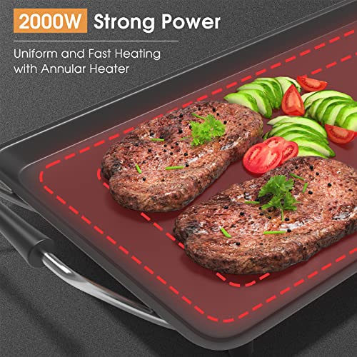 MEDIMALL 35 Inch Electric Griddle Nonstick, 2000W Teppanyaki Flat Top Grill Extra Large Cooking Surface, Indoor Outdoor Pancake Griddle Skillet w/Adjustable Temperature for Hosting Party, Camping, BBQ