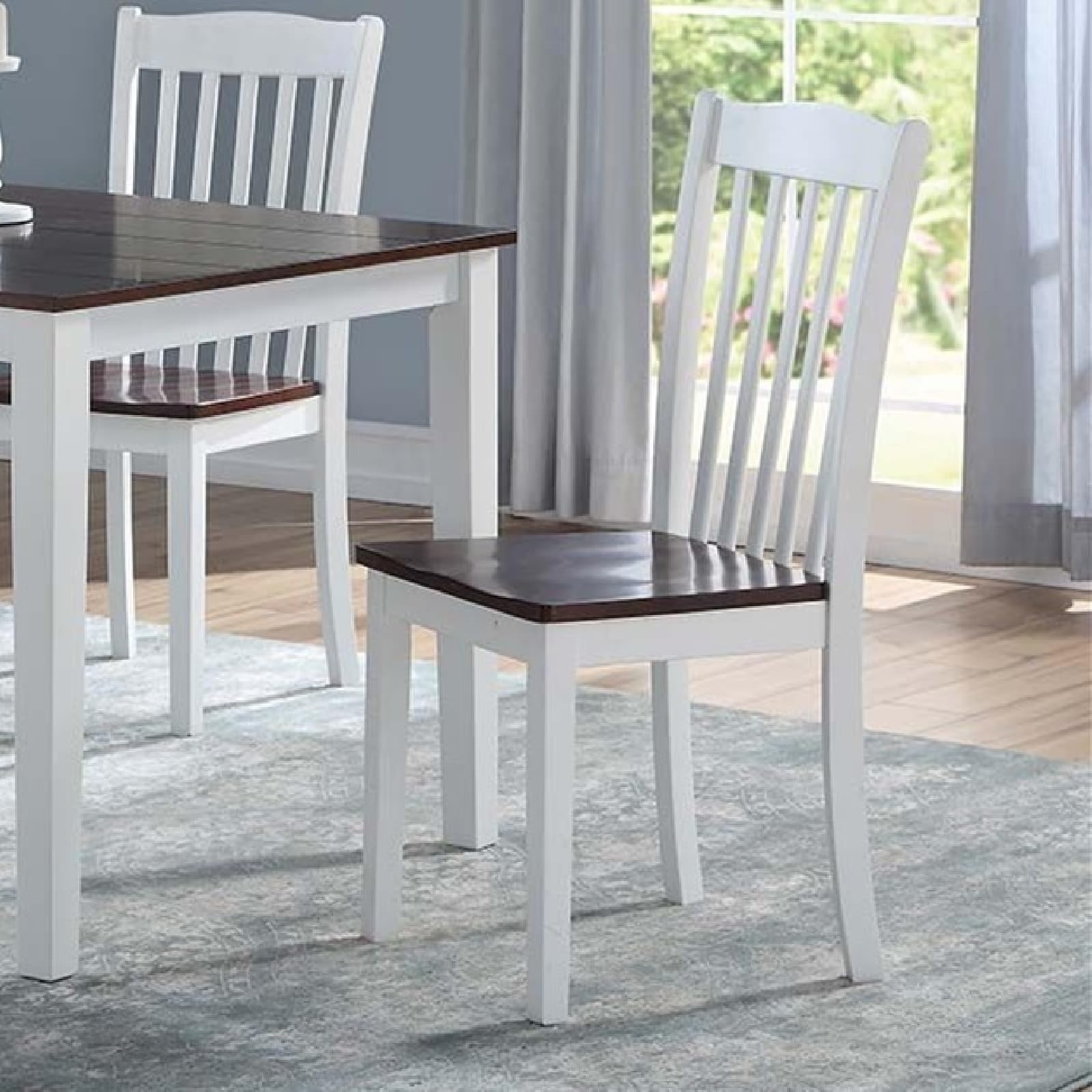 Boho Accent Chair, Chair 18 Inch Seat Height 2PCS White Walnut Seat Height 18" Solid Wood 18" L 22" W 38" H Living Room Bedroom