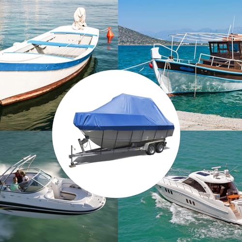 Trailer Boat Cover, Heavy Duty Boat Cover Waterproof UV Resistan for V&Tri-Hull Runabout Fishing Boat, with Adjustable Side Straps Boat Cover,600d,14~16FT:510 * 250CM