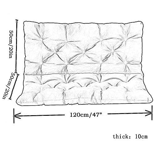 HZWDD Waterproof Bench Cushion with Backrest, 2 or 3 Seat Swing Replacement Cushions with Throw Pillow Overstuffed for Garden Patio Swing Outdoor Bench Cushions