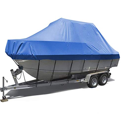 Trailer Boat Cover, Heavy Duty Boat Cover Waterproof UV Resistan for V&Tri-Hull Runabout Fishing Boat, with Adjustable Side Straps Boat Cover,600d,14~16FTοΌ510 * 250CM