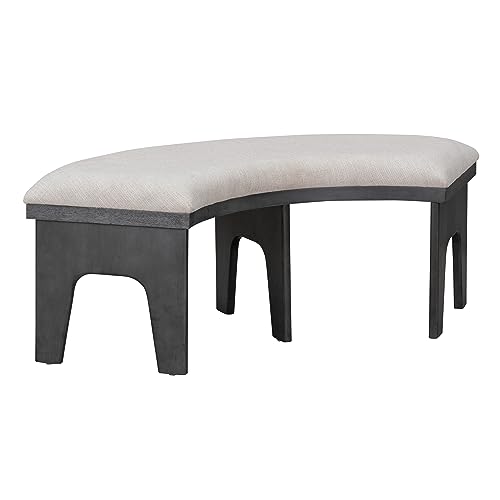 UBGO 5-Piece, Kitchen Room Sets with 44" Round Table and 3 Upholstered Dining Chairs & a Curved Bench,for 4-5 People (Grey)