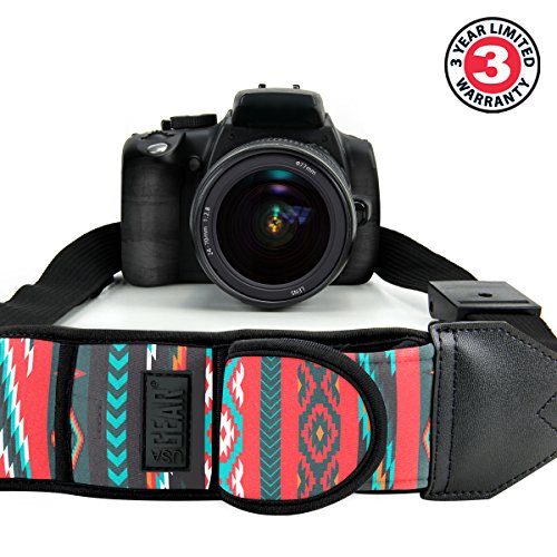 USA GEAR Camera Sling Shoulder Strap with Adjustable Neoprene, Safety Tether, Accessory Pocket, Quick Release Buckle - Compatible w/ Canon, Nikon, Sony and More DSLR and Mirrorless Cameras (Southwest)