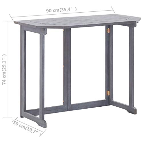 YUUIKLLE Folding Balcony Table,Wood Garden Table, Outdoor Side Table Indoor Outdoor ,for Patio, Balcony or Living Spaces, Kitchen,Garden,35.4"x19.7"x29.1" Solid Acacia Wood
