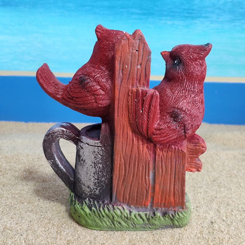 FEIYU BUY Garden Bird Statue Simulation Art Crafts Resin Bird Decorative Figurines Animal Garden Statues Birds Sculpture for Desktop Lawn Bookcase Home Decor (Red)