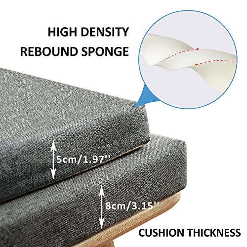 PHUSTJKL Bench Cushion 30 Colors Washable Non-Slip Thick Upholstery Foam Chair Pads for Shoe Bench Bay Window Kitchen Garden Bench Swing Seating Cushion - One Pad Only (Grey, 23.6X15.7X1.97 in)