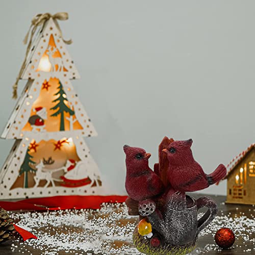 FEIYU BUY Garden Bird Statue Simulation Art Crafts Resin Bird Decorative Figurines Animal Garden Statues Birds Sculpture for Desktop Lawn Bookcase Home Decor (Red)