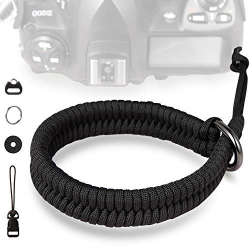 Camera Wrist Strap,1Pack Adjustable Nylon Camera Hand Strap,for GoPro,DSLR,Fuji,Canon and Mirrorless Cameras Photographers Quick Release,Paracord (Black)