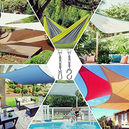 42Pcs Shade Sail Hardware Kit - 6 inch Heavy Duty Anti-Rust for Outdoor Triangle Rectangle Sun Shade Sail Installation, 304 Stainless Steel Awning Mounting Accessories for Patio Lawn and Garden