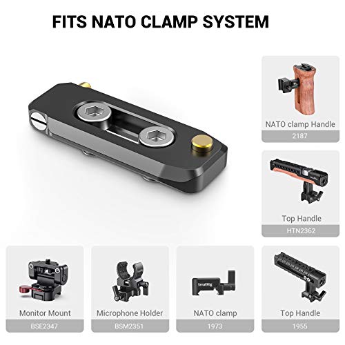 SMALLRIG Universal Low-Profile Quick Release NATO Rail Safety Rail 50mm/2inches Long with 1/4'' Screws for NATO Handle Camera Cage EVF Mount – BUN2468