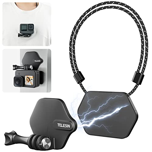 TELESIN Magnetic Snap Mount Neck Strap Necklace Lanyard, 360° Chest Body Strap Accessories Vehicle Boat Tube Attachment for GoPro Max Hero 11 10 9 8 7 6 5 Insta360 X2 X3 DJI Action 2 3 AKASO
