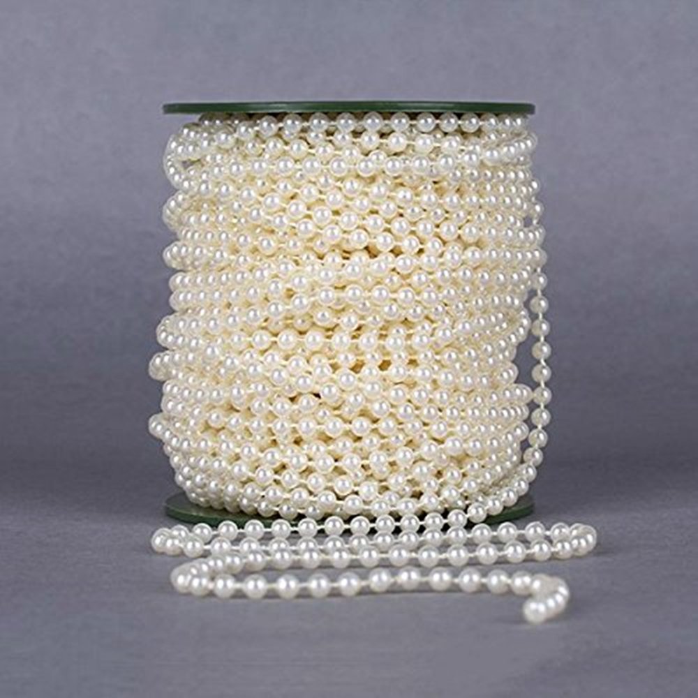 B&S FEEL 5mm Faux Pearl Beads Garland Pearl Bead Roll Strand for Wedding Party Decoration, 99 Feet Roll, Ivory