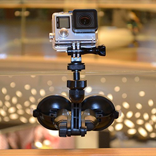 Smatree Double Suction Cup Mount, Car Mount Compatible for Gopro Hero 11/10/9/8/7/Max/6/5/4/3+/3, AKASO, DJI OSMO Action Camera, Greater Suction Power(Updated Version)