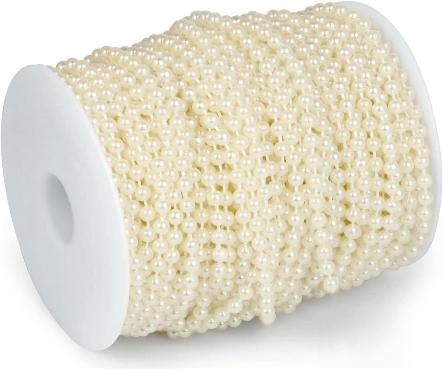 B&S FEEL 5mm Faux Pearl Beads Garland Pearl Bead Roll Strand for Wedding Party Decoration, 99 Feet Roll, Ivory