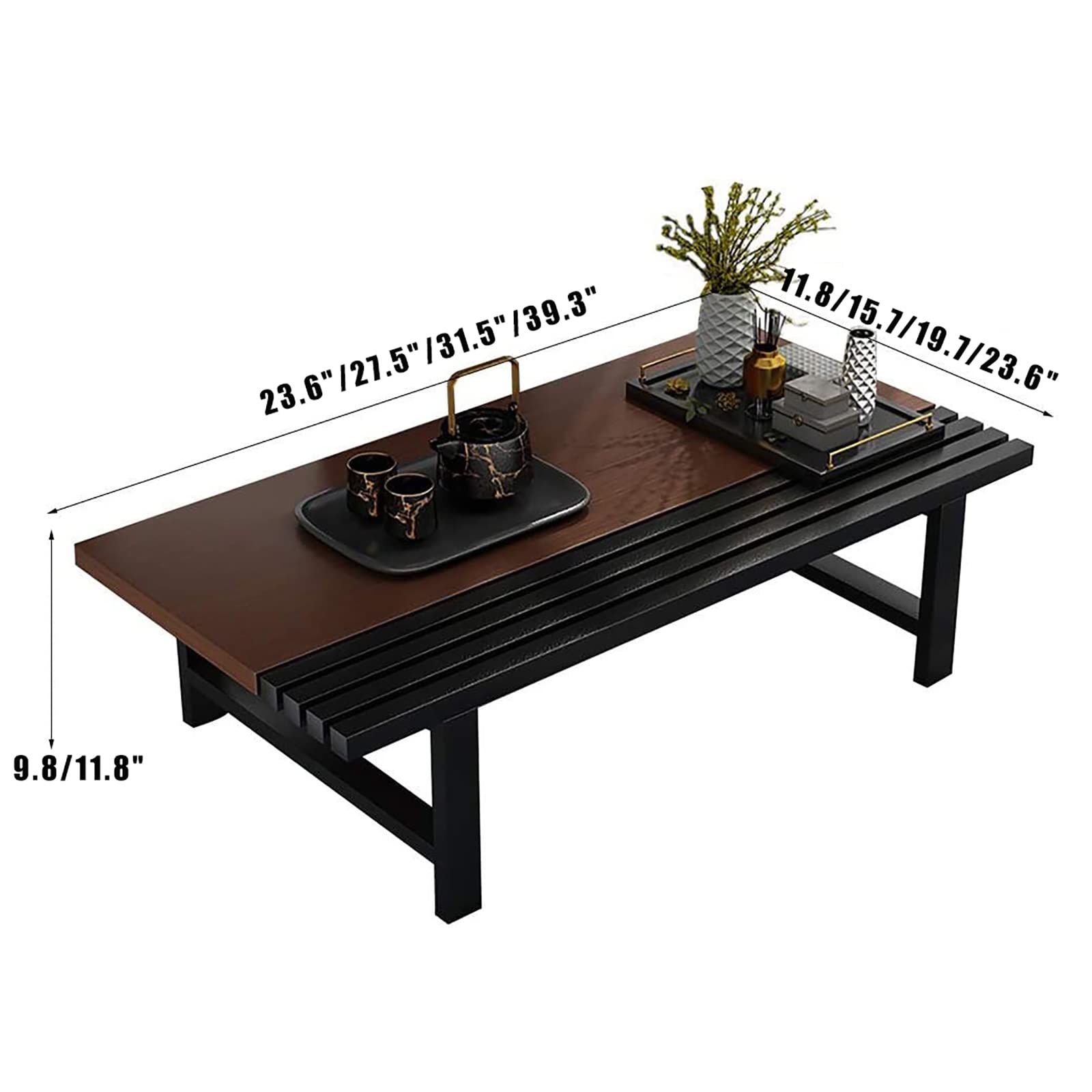 Japanese Floor Table,Wood Coffee Table Tea Table Low Table for Sitting On The Floor,Rustic Kotatsu Table Dining Table Tatami Table Floor Table(23.6x11.8x9.8inche, Brown)