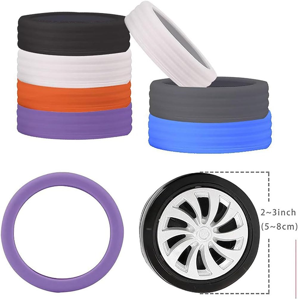 LELEBEAR Luggage Compartment Wheel Protection Cover, 8/12/16 PCS Silicone Luggage Wheels Cover, Luggage Wheels Silent Protection Cover for Protect Suitcase Wheels (Black, 8pcs)