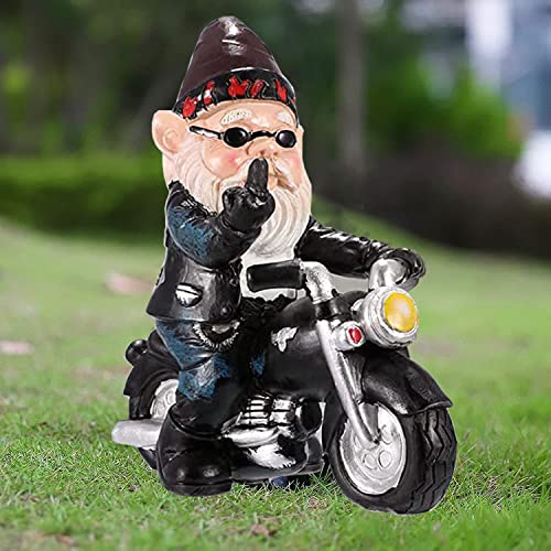 Funny Gnome Garden Gnome Statue Decoration Creative Garden Statue Decoration, Large Resin Garden Gnome Ornament Novelty Gift for Indoor Patio Lawn Porch Decoration Dimensions (Motorcycle Gnome)