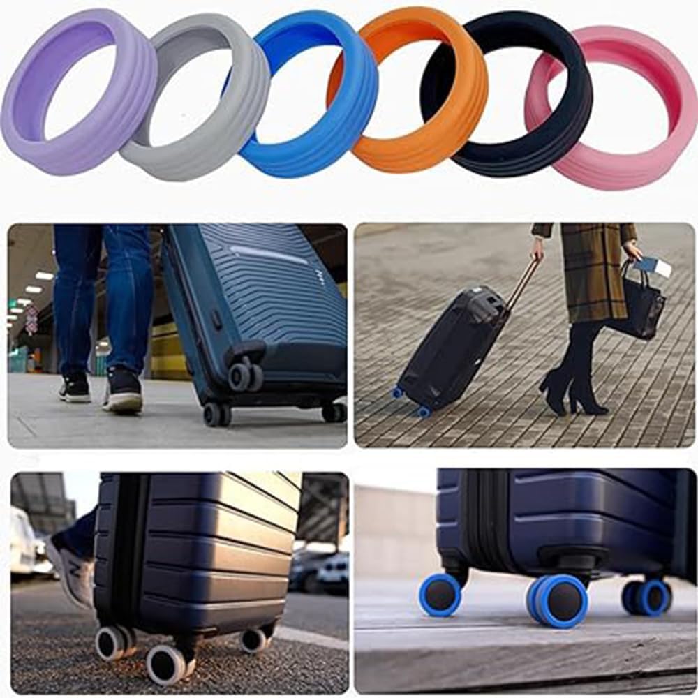 LELEBEAR Luggage Compartment Wheel Protection Cover, 8/12/16 PCS Silicone Luggage Wheels Cover, Luggage Wheels Silent Protection Cover for Protect Suitcase Wheels (Black, 8pcs)