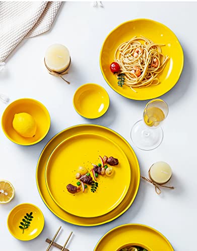 8 Inches Yellow&Blue Series Ceramic Dinner Plates-Set of 2 Kitchenware