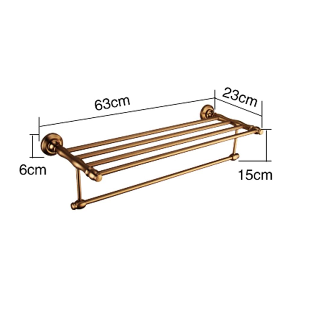 Towel Rack European Style Antique Towel Rack Bath Towel Holder, Space Aluminum Retro Copper Bathroom Shelf, Bathroom Hardware Towel Shelf