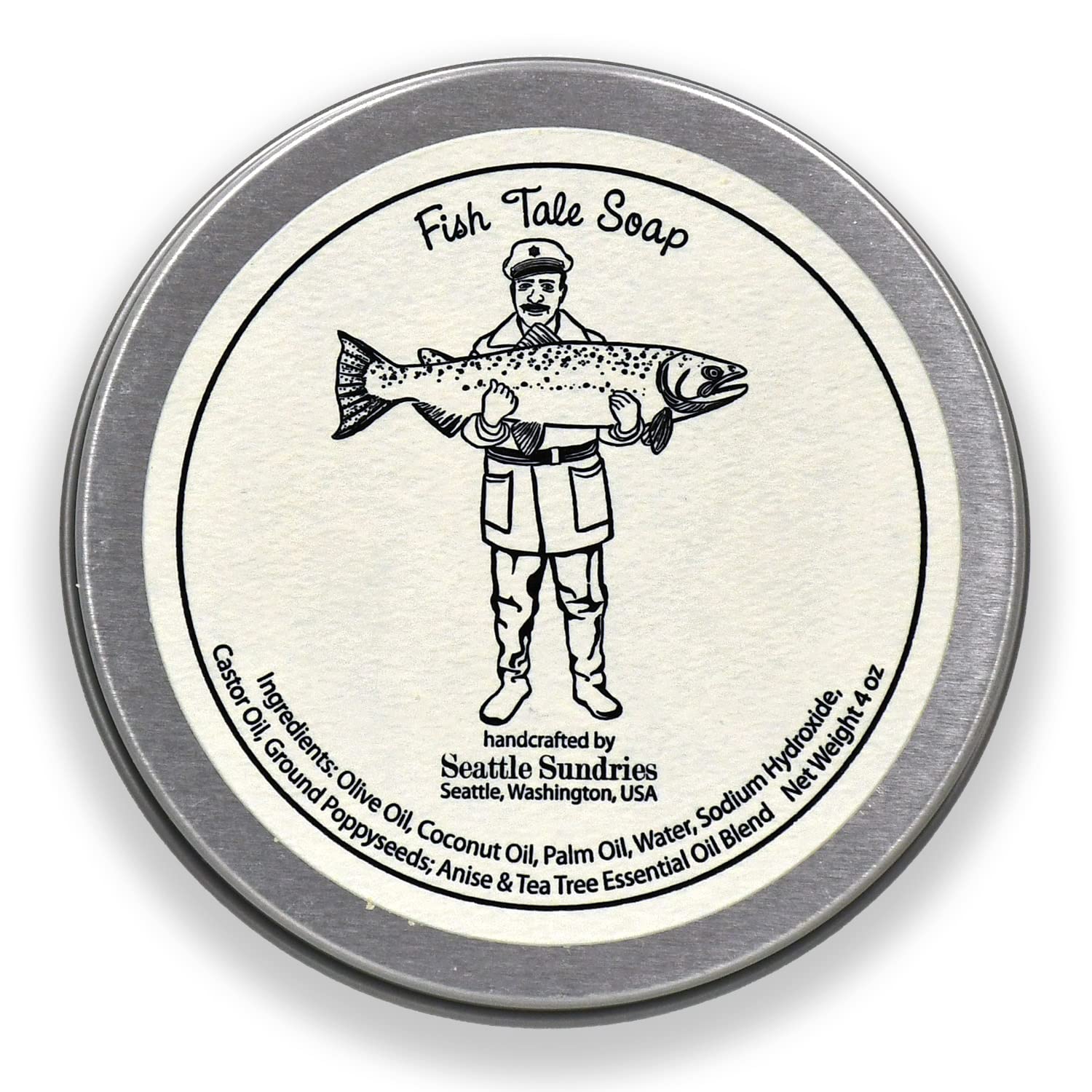 Seattle Sundries | Anise & Tea Tree Soap for Men & Women - 1 (4oz) Natural Odor Fighting Hand Made Bar Soap in a Reusable Travel Tin - Fly Fishing Gift for Men