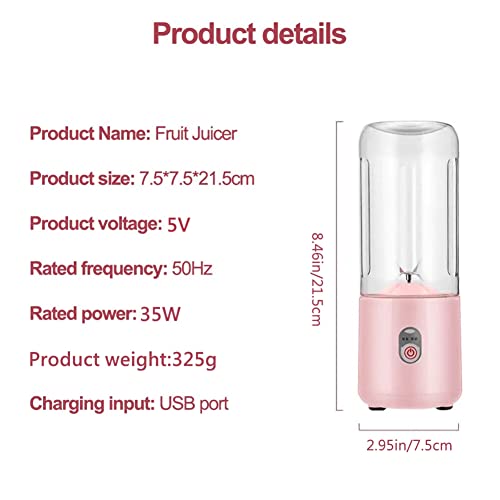 Pomojonbi Portable Blender Rechargeable Fruit Juice Mixer 6 Blades Electric Shake Cup Blender Smoothie Ice Crush Cup White