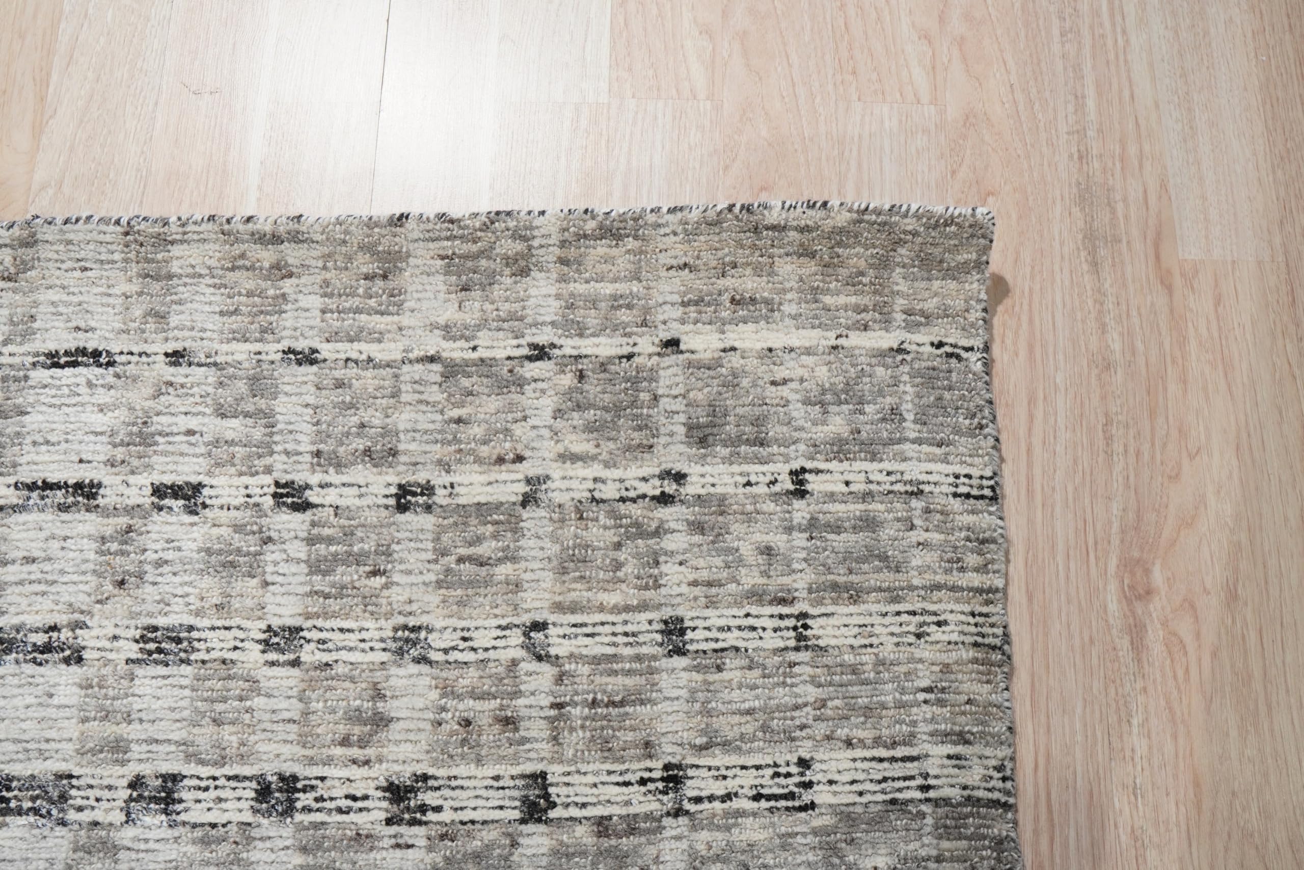 EORC Gray Hand-Knotted Wool Modern Pile Rug Luxurious Area Rug for Adding Contemporary Elegance to Your Living Room, Bedroom, Office, or Home Décor