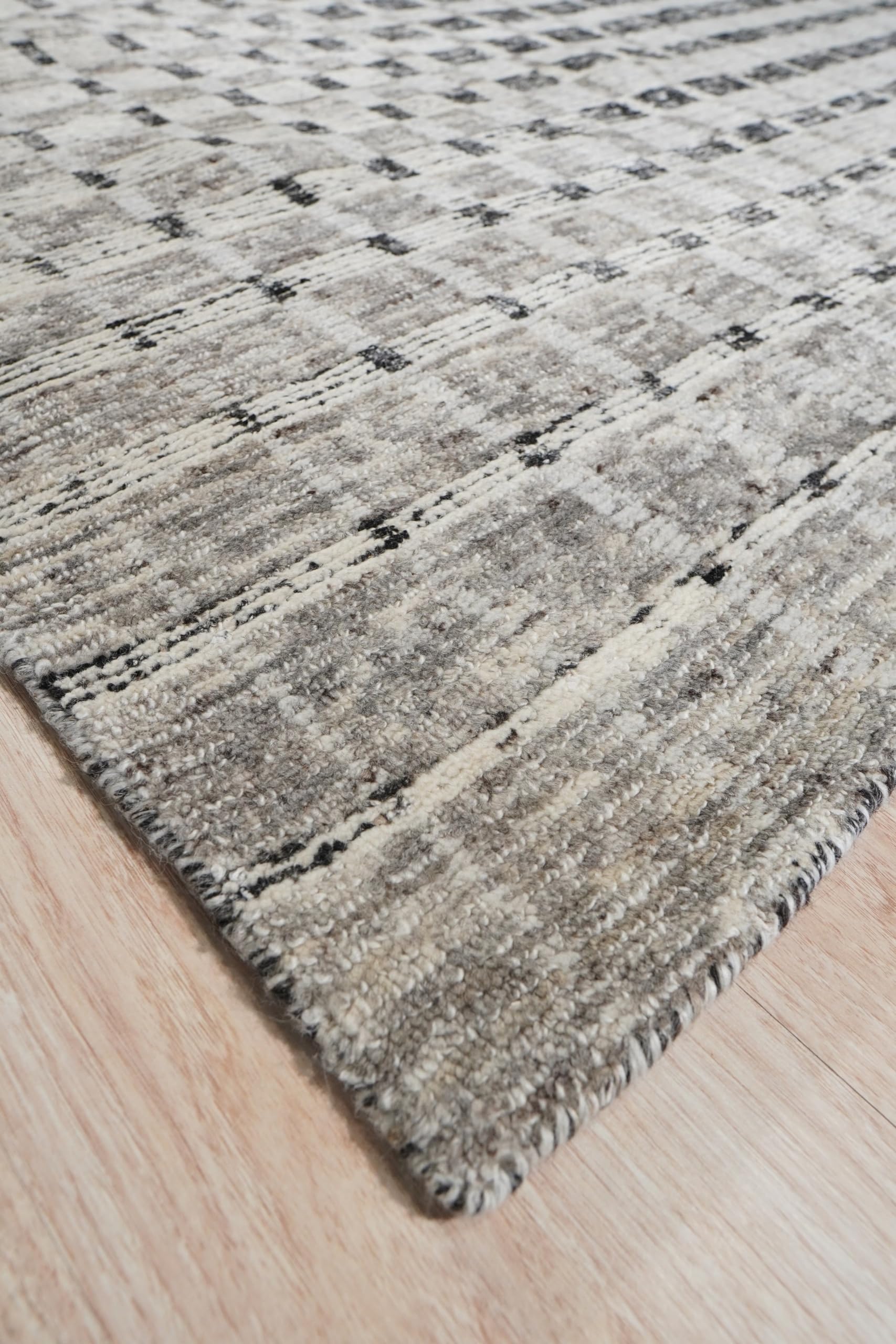 EORC Gray Hand-Knotted Wool Modern Pile Rug Luxurious Area Rug for Adding Contemporary Elegance to Your Living Room, Bedroom, Office, or Home Décor