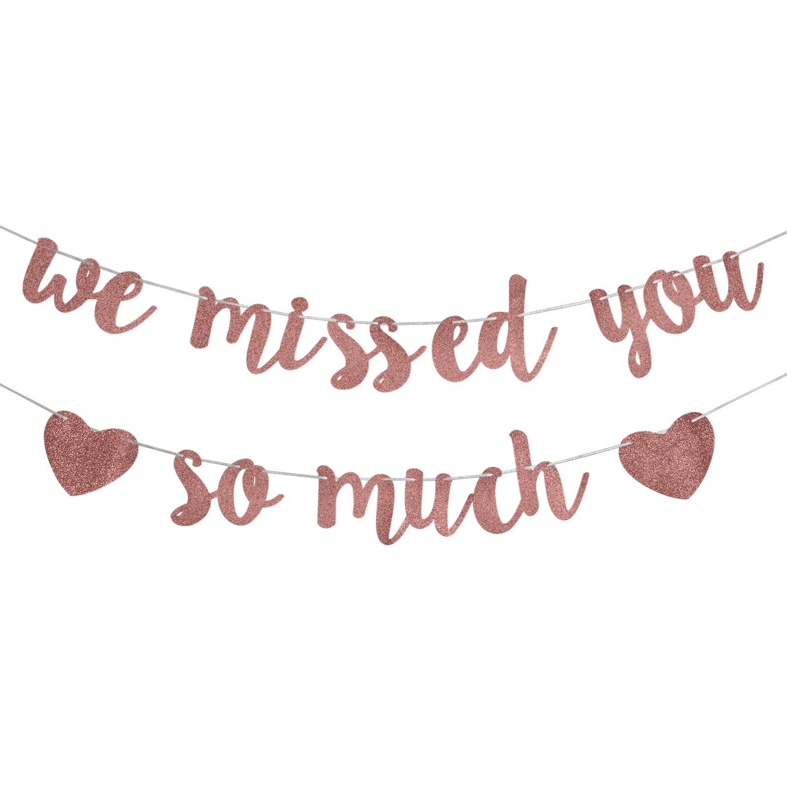 Welcome Home Decorations We Missed You So Much Banner, Rose Gold Welcome Back Home Family Party Sign Decor, Patriotic Military Homecoming Army Deployment Returning Back Party Supplies