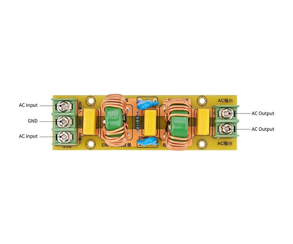 N/A 18A High Frequency AC Power Filter EMI Filter Module Anti-Jamming DIY for Speaker Audio Amplifier Home Theater