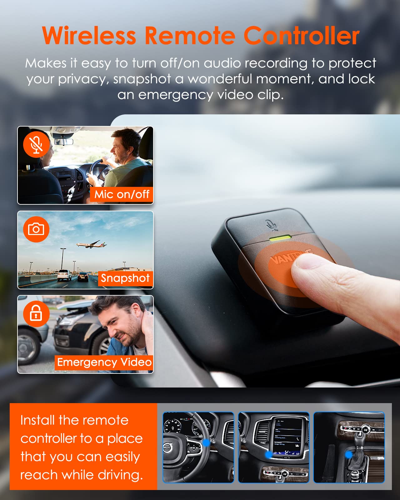 [ Bundle-4 Items: Vantrue E2 2.7K Dash Cam + Vantrue 512GB SD Card + Hardwire Kit+CPL ] 2.7K + 2.7K Dash Cam Front and Rear, Buffered Parking Mode, Night Vision, GPS, Voice Control
