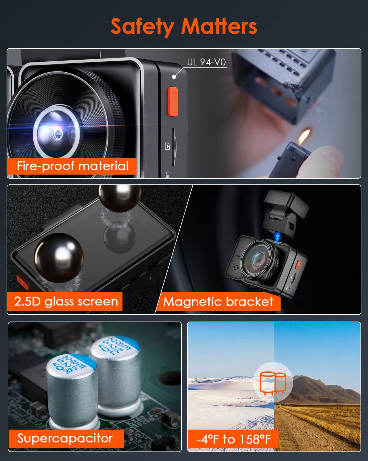 [ Bundle-4 Items: Vantrue E2 2.7K Dash Cam + Vantrue 512GB SD Card + Hardwire Kit+CPL ] 2.7K + 2.7K Dash Cam Front and Rear, Buffered Parking Mode, Night Vision, GPS, Voice Control