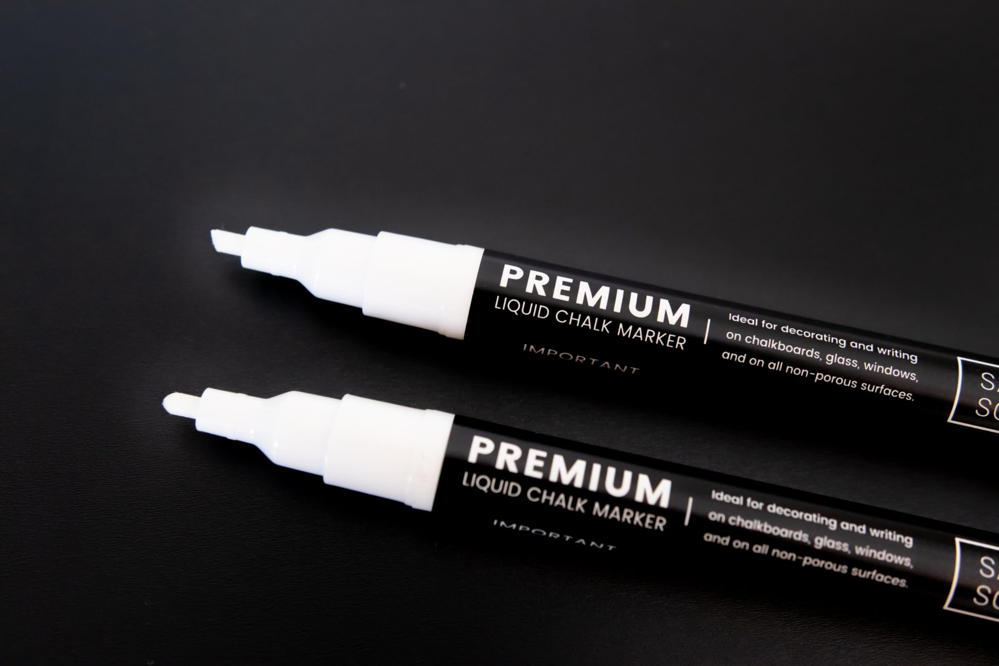 Erasable Liquid Chalk Markers White 2PK - Fine Tip Chalk Marker for Chalkboard - Bright Ink & Easy to Erase - 3mm Reversible Tip for Bullet or Chisel Point - White Bistro Chalk Markers for Blackboard