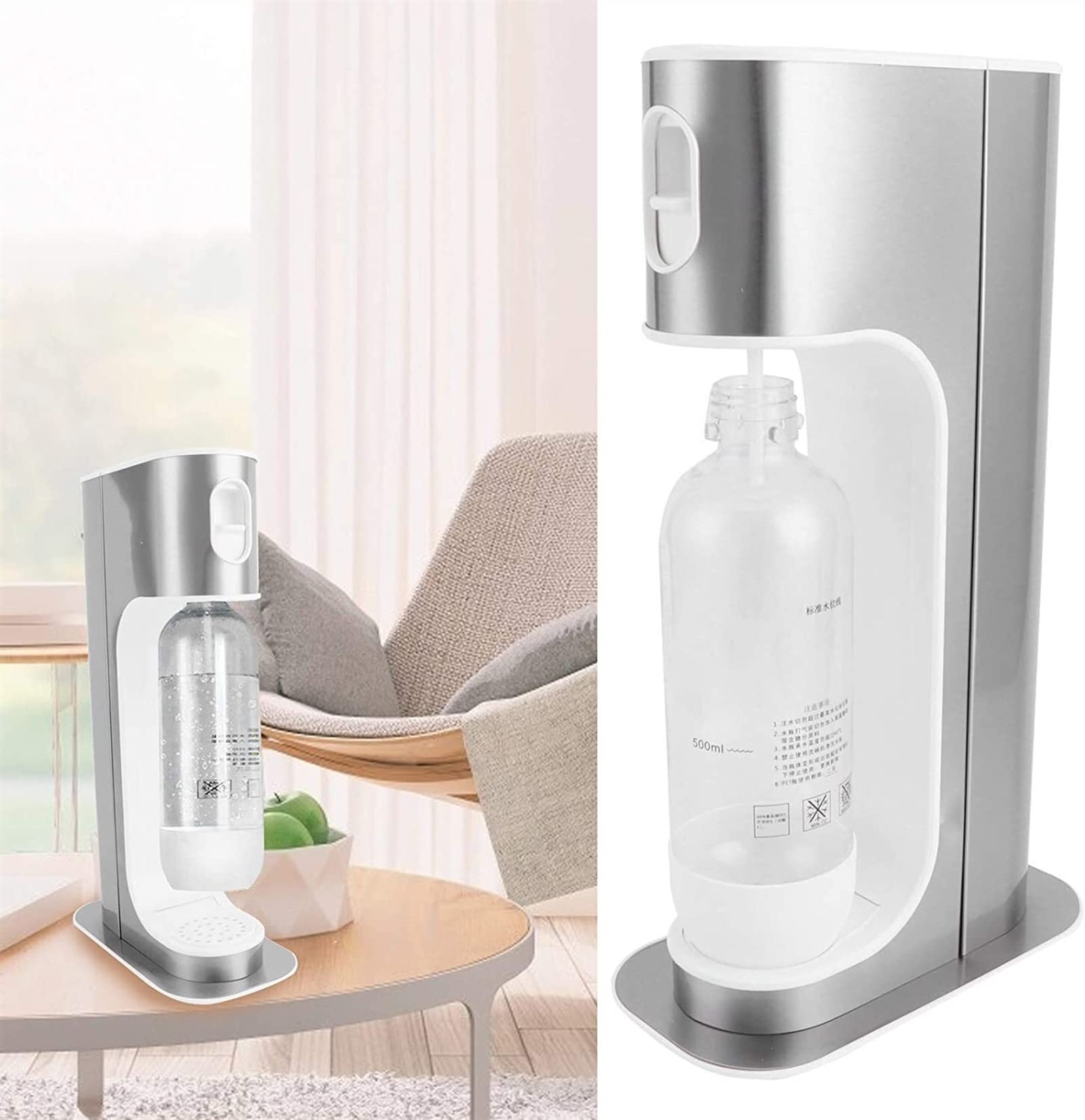 Water Maker Soda Machine-Portable Bubble Soda Water Machine Manual Sparkling Water Drink Maker for Home Commercial Use